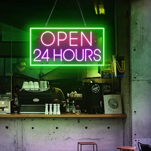 Open 24 Hours Neon Sign, Open Sign for Business, Open 24 Hrs Sign, Open ...