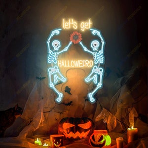 Skeleton Neon Sign Funky Sign Dancing Skull Neon Sign Halloween Neon ...