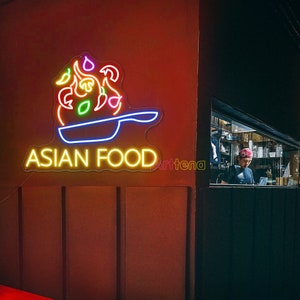 Asian Food Neon Sign, Asian Food Decor, Welcome Sign, Food Decor Sign ...