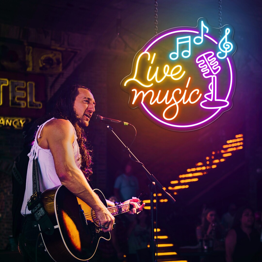 Live Music Neon Sign, Party Neon, Studio Lights, Neon Light Sign, DJ ...