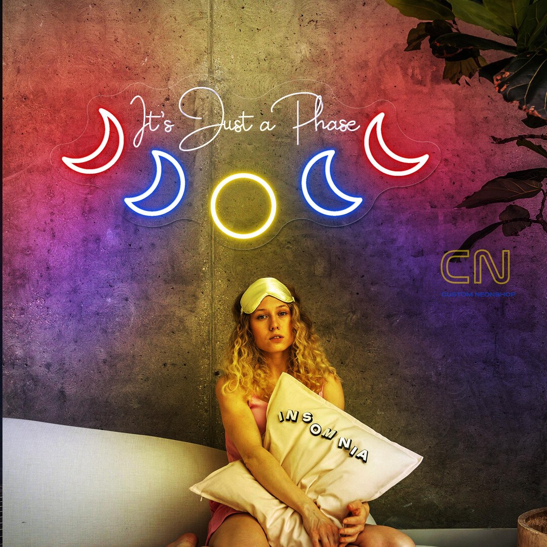 It's Just A Phase Neon Sign, Handmade Moon Phase Neon Light, Moon Led ...