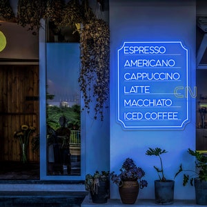 Coffee Menu Neon Sign Menu Board Coffee Shop Custom Coffee Logo Sign ...