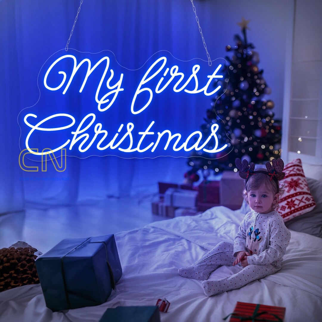 My First Christmas Neon Sign, Baby First Christmas Sign, Christmas Wall ...