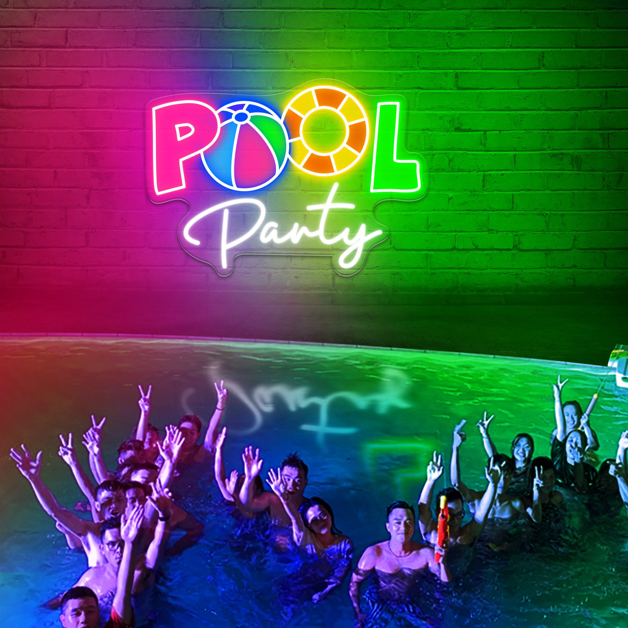 Summer Pool Party Neon Sign, Custom Party Led Light Sign, Swimming Pool ...