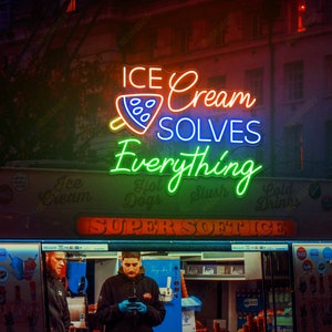 Ice Cream Solves Everything Sign Ice Cream Neon Sign Ice Cream Shop ...