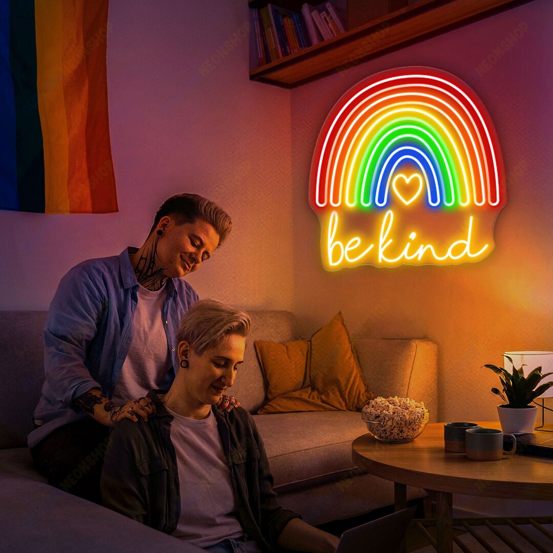 Be Kind Rainbow Sign, Be Kind Neon Sign, Rainbow Neon Sign, Lgbt Neon ...