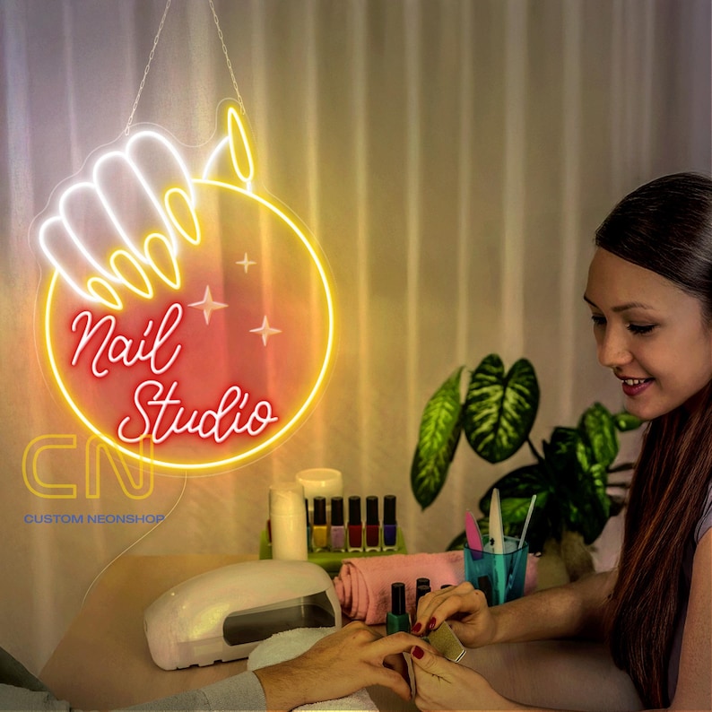 Custom Nail Salon LED Neon Sign, Personalized Nail Studio Beauty Room ...