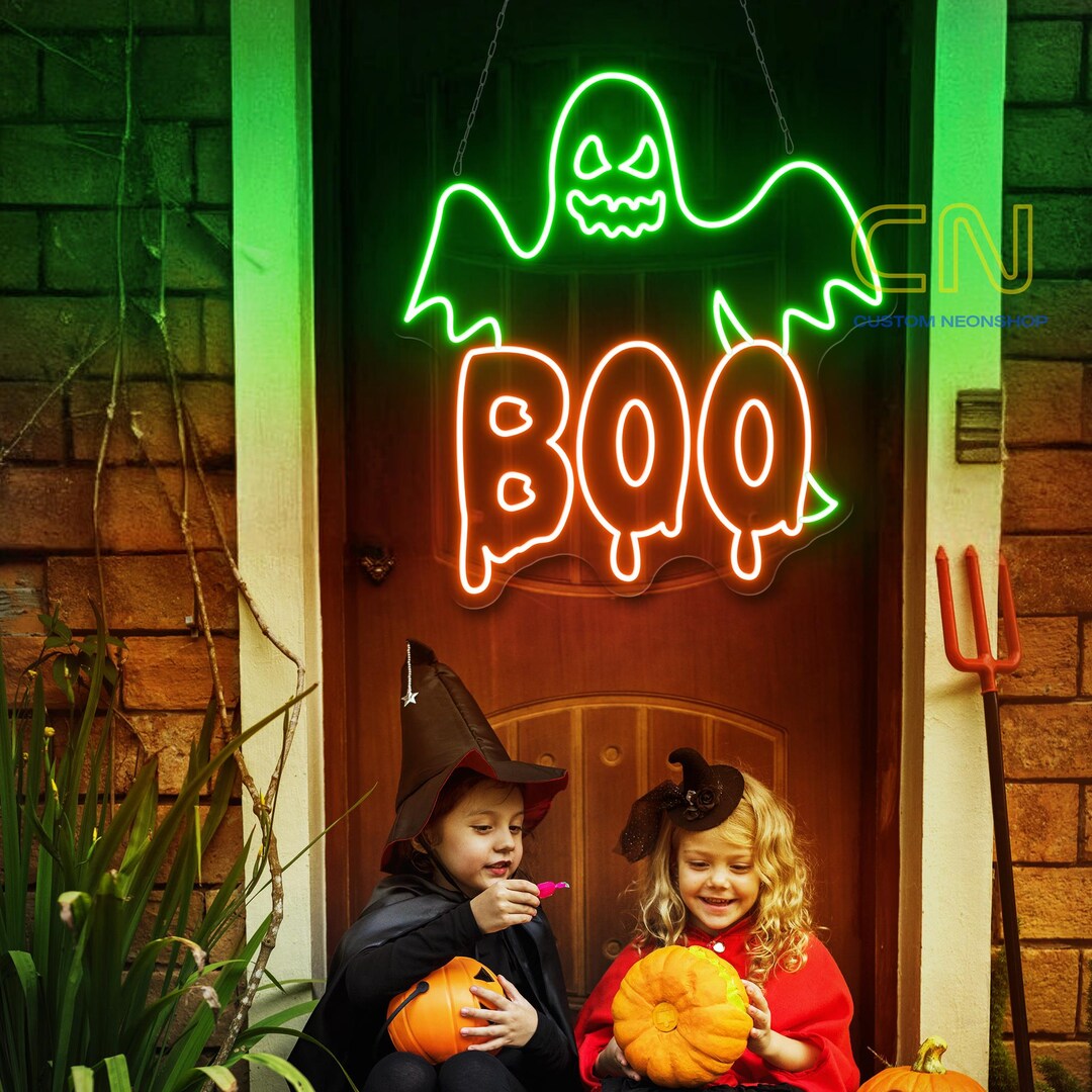 Boo Neon Sign, Ghost Neon Sign, Halloween Decor Sign, Ghost Wall Decor ...