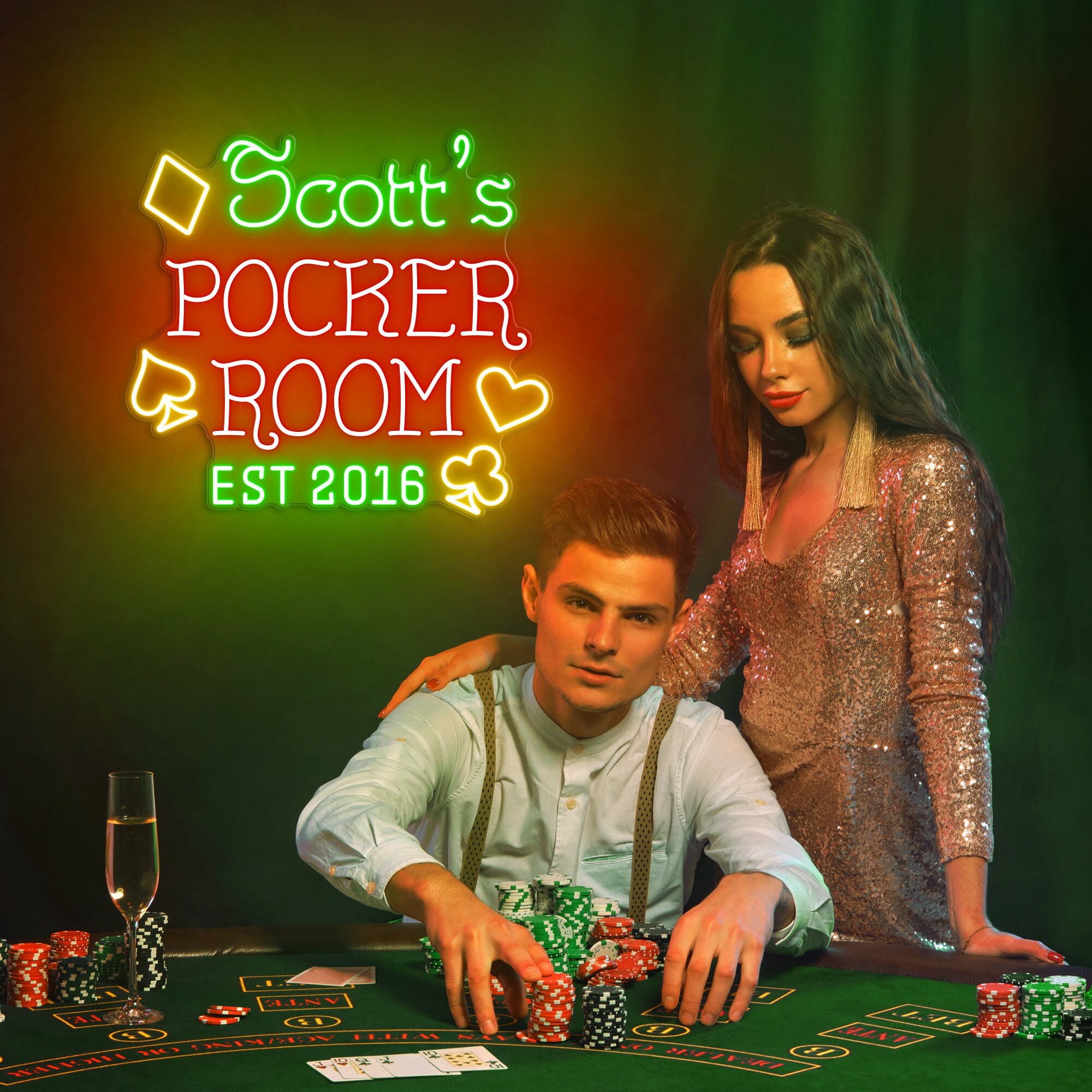 Poker Room Decor, Poker Neon Sign, Cards Neon Sign, Cards Led Sign ...