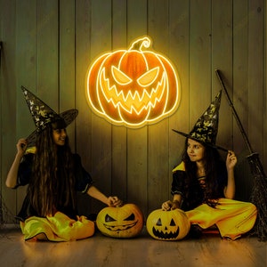 Halloween Pumpkin Neon Sign Custom Neon Sign Halloween Neon Sign Wall ...
