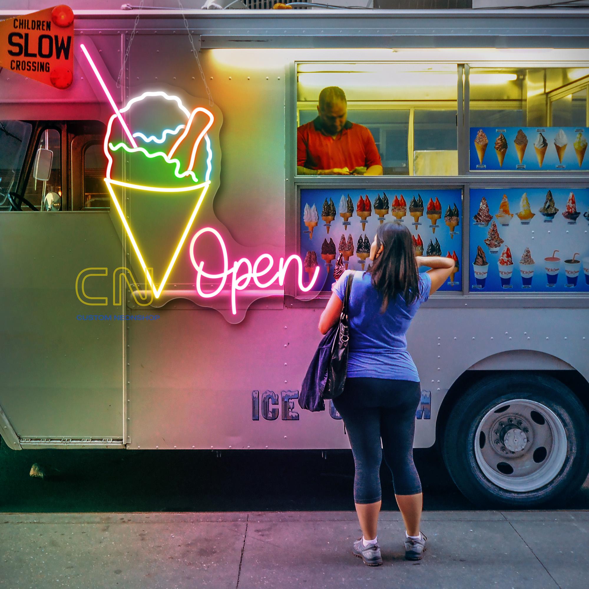Shaved Ice Open Neon Sign, Shaved Ice Neon Sign, Ice Cream Led Sign ...