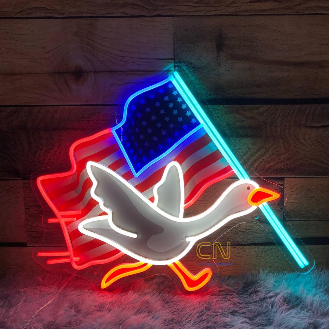 Goose With USA Flag Neon Sign Independence Day Fourth of July Decor ...