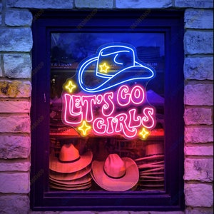 Let's Go Girls Neon Sign, Cow Girl Neon Sign, Pink Room Decoration, Led ...