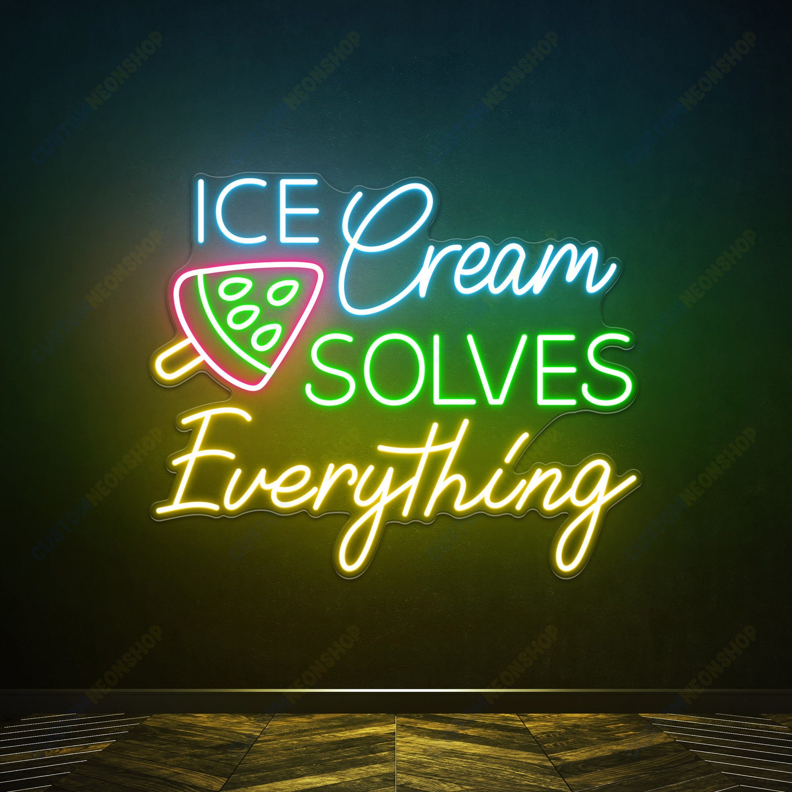 Ice Cream Solves Everything Sign Ice Cream Neon Sign Ice Cream Shop ...
