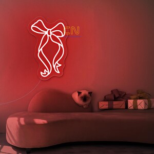 Bow Neon Sign, Ribbon Neon Sign, Gift for Girl, Bedroom Wall Decor ...