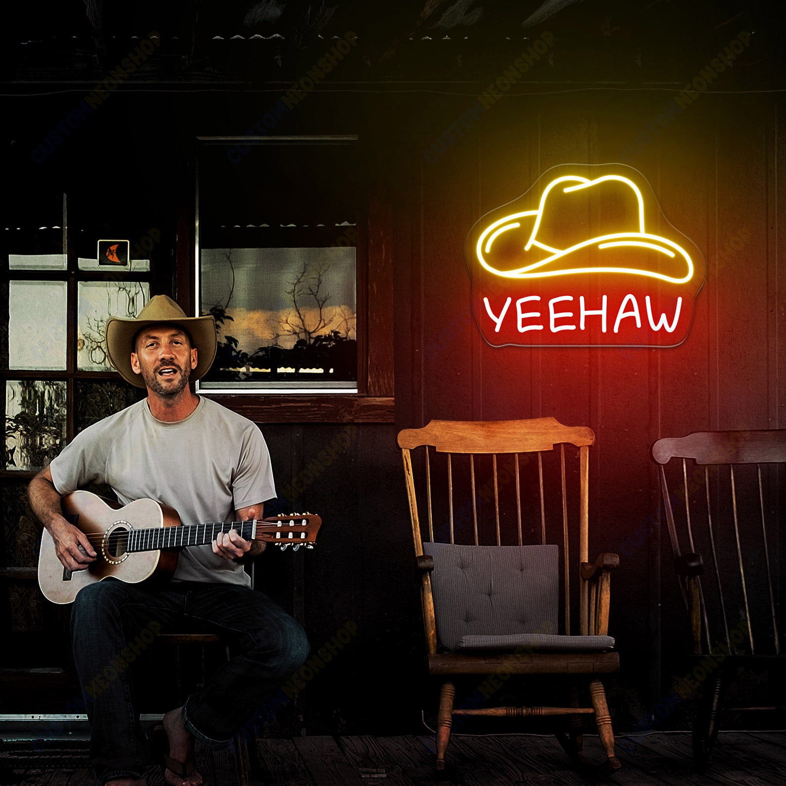 Yeehaw Neon Sign, Cowboy Hat Neon Sign, Cowboy Hat Wall Decor, Custom ...