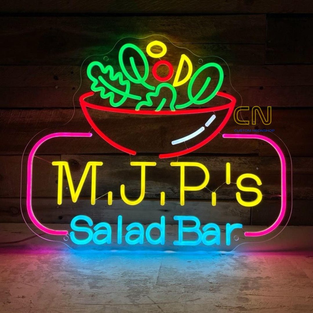Salad Bar Neon Sign Healthy Salad Neon LED Sign Restaurant Wall Decor ...