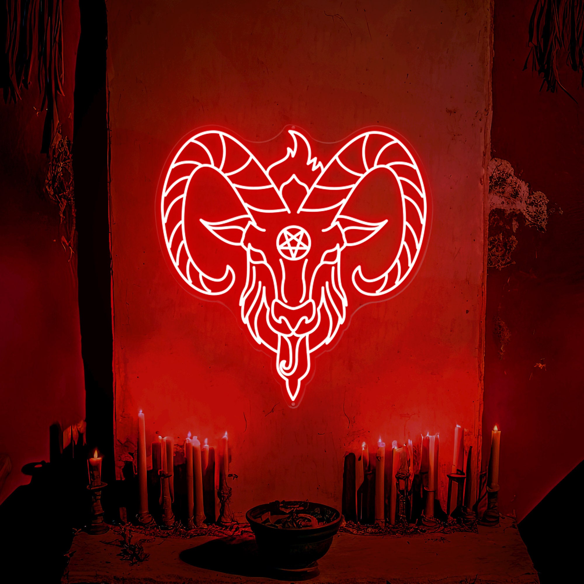 Baphomet Neon Sign Gothic Dark Led Decor Black Goat Led - Etsy