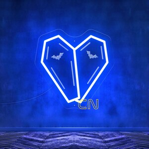 Coffin Heart Gothic Neon Sign, Bat Wall Decor, Gothic Wedding Party ...