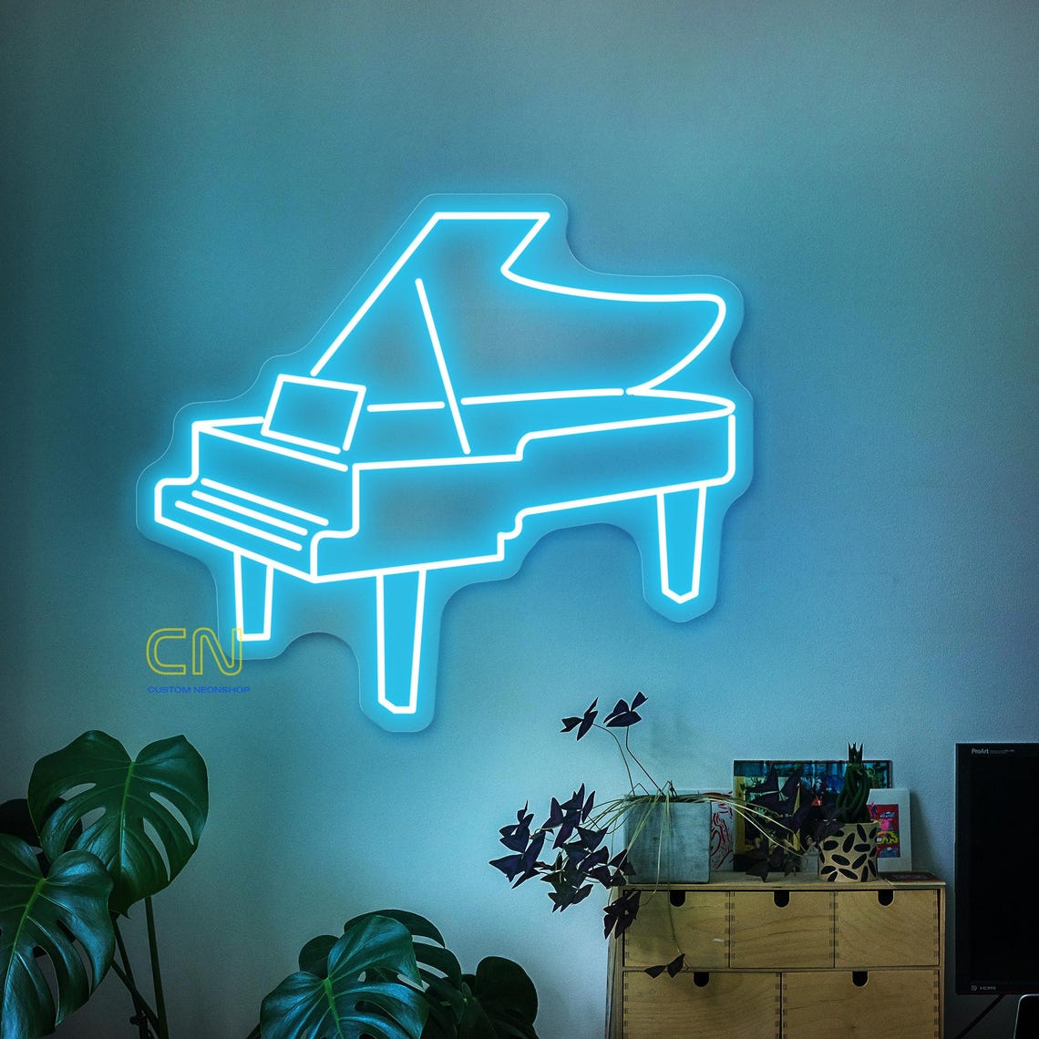 Piano Neon Sign Wall Art LED Light Personalized Pianist Name Sign Home ...