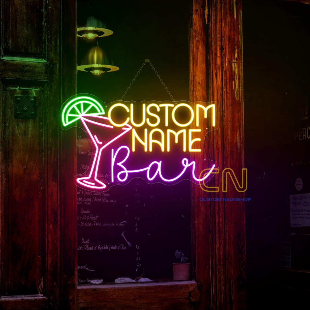 Custom Name Bar Neon Sign, Led Light Cocktail, Cocktail Bar Neon Sign ...