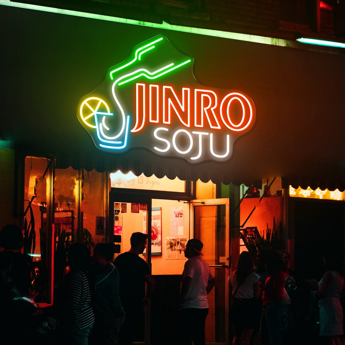 Jinro Soju Neon Sign, Korean Soju Frog LED Sign, Frog Wall Decor Light ...