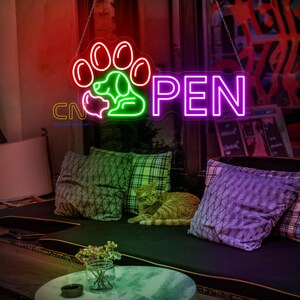 Pet Open Neon Sign, Open Neon Sign, Pet Shop Welcome Sign, Open Sign ...