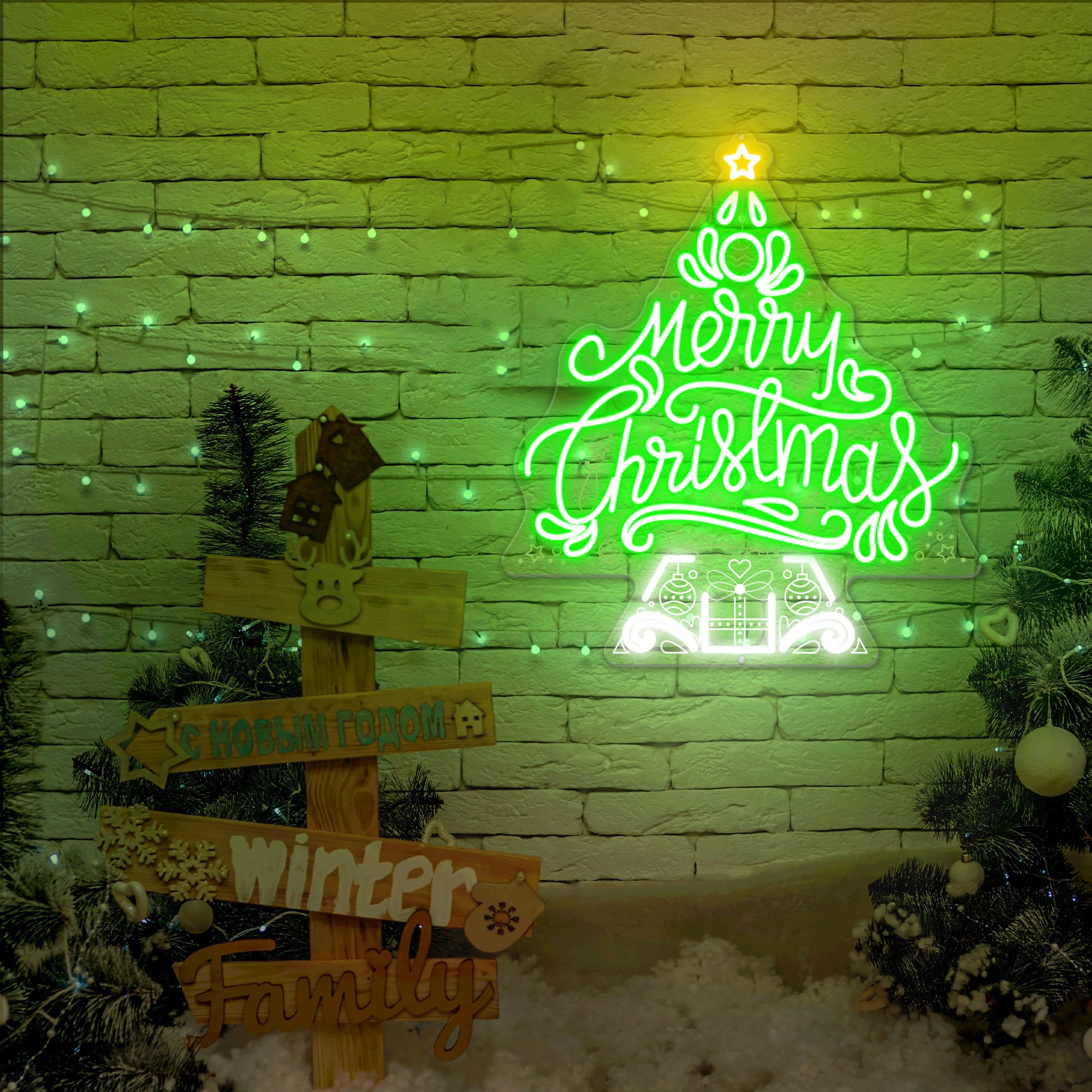Merry Christmas Neon Sign Christmas Decor Light Christmas Tree Neon ...