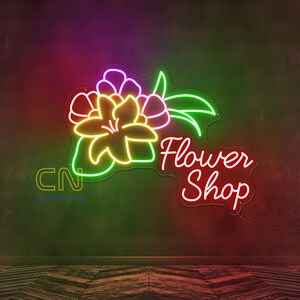 Flower Shop Neon Sign Custom Flower Garden Logo Name Sign Flower ...