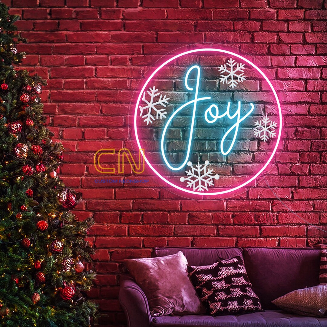 Joy Christmas Neon Sign, Merry Christmas Sign, Christmas Wall Sign ...