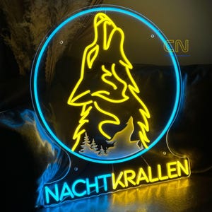Wolf and Moon Neon Sign, Wolf Led Sign, Wolf and Moon Wall Art, Wolf ...