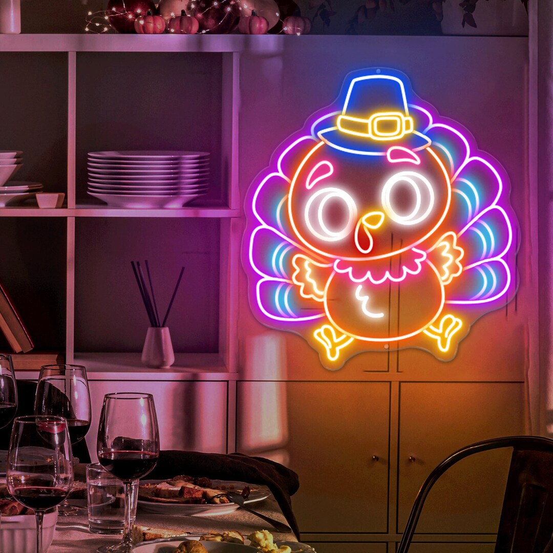 Turkey Neon Sign Thanksgiving Day Neon Light Turkey Bird Led Light Give ...