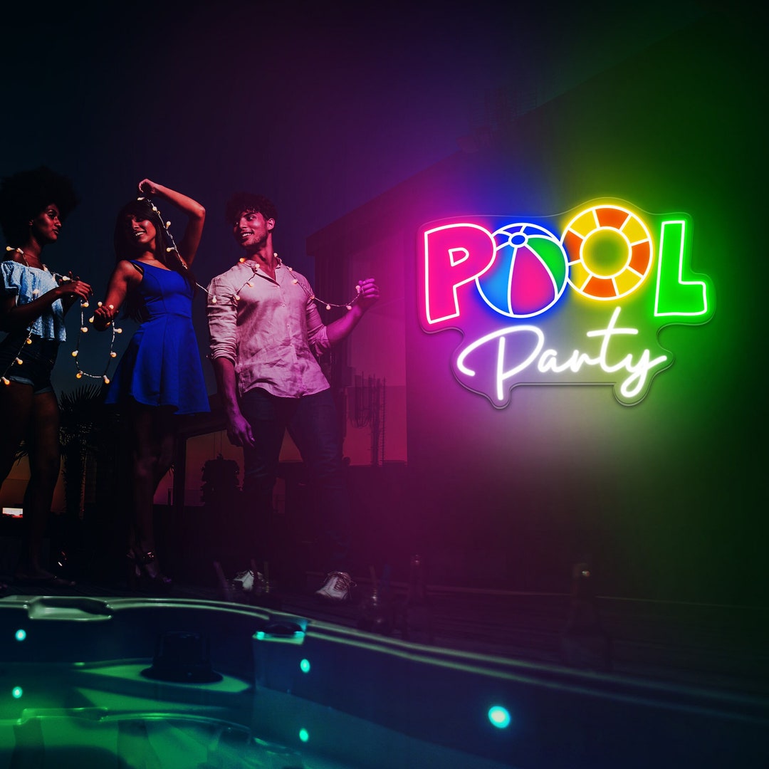 Summer Pool Party Neon Sign, Custom Party Led Light Sign, Swimming Pool ...