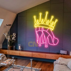 Crown High Heels Neon Sign Queen's High Heels Shoes Neon Light ...