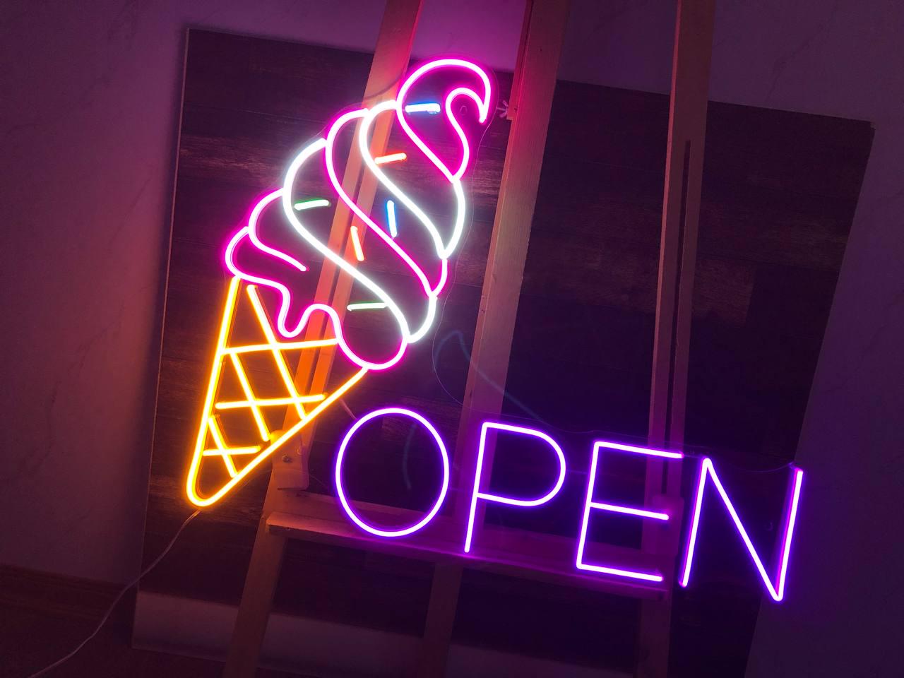 Shaved Ice Open Neon Sign, Shaved Ice Neon Sign, Ice Cream Led Sign ...