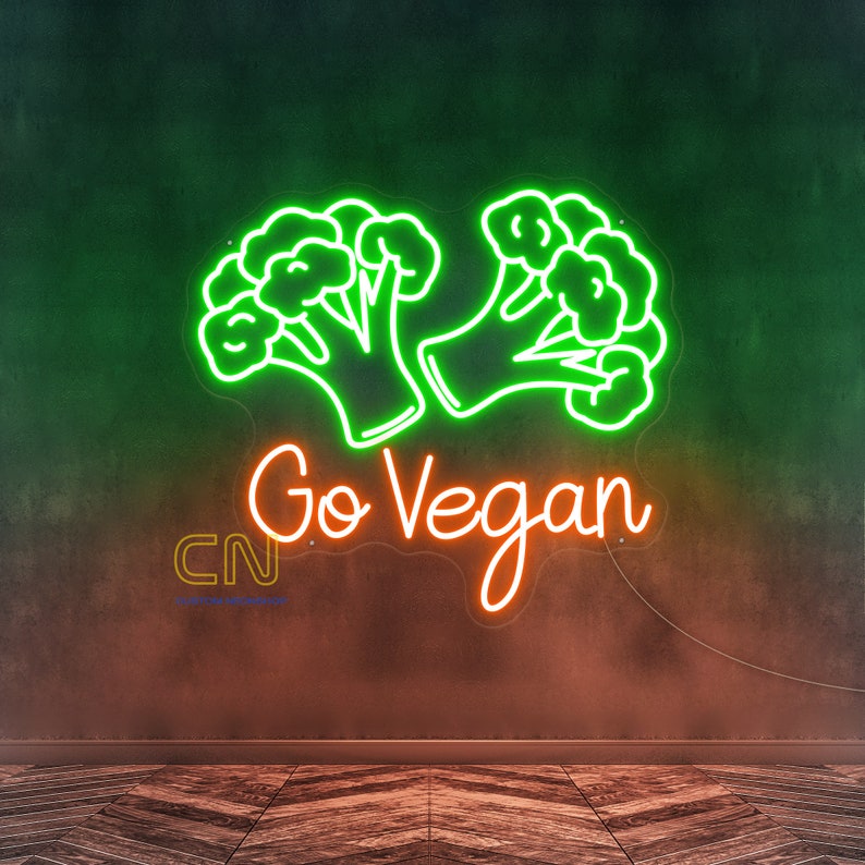 Go Vegan Neon Sign, Broccoli Neon Sign, Vegan Led Sign, Vegetable Neon ...