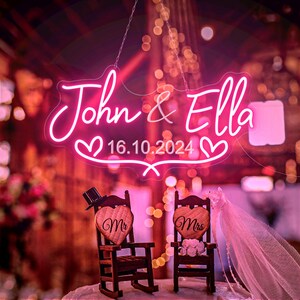 Custom Wedding Neon Sign, Custom Couple Name Date Neon Sign, Wedding ...