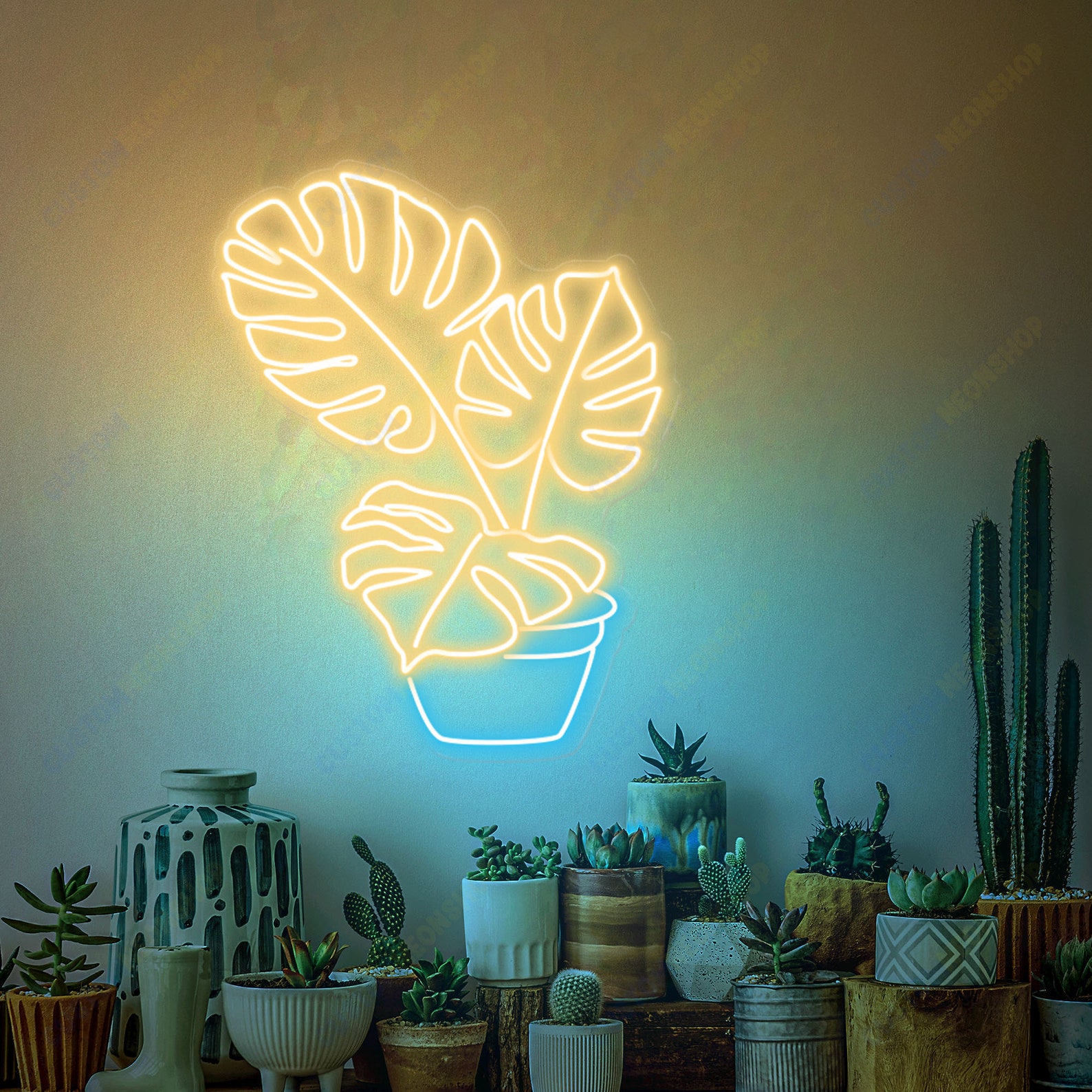 Monstera Leaf LED Neon Sign Plant Neon Sign Green Leaf Neon Sign Neon ...