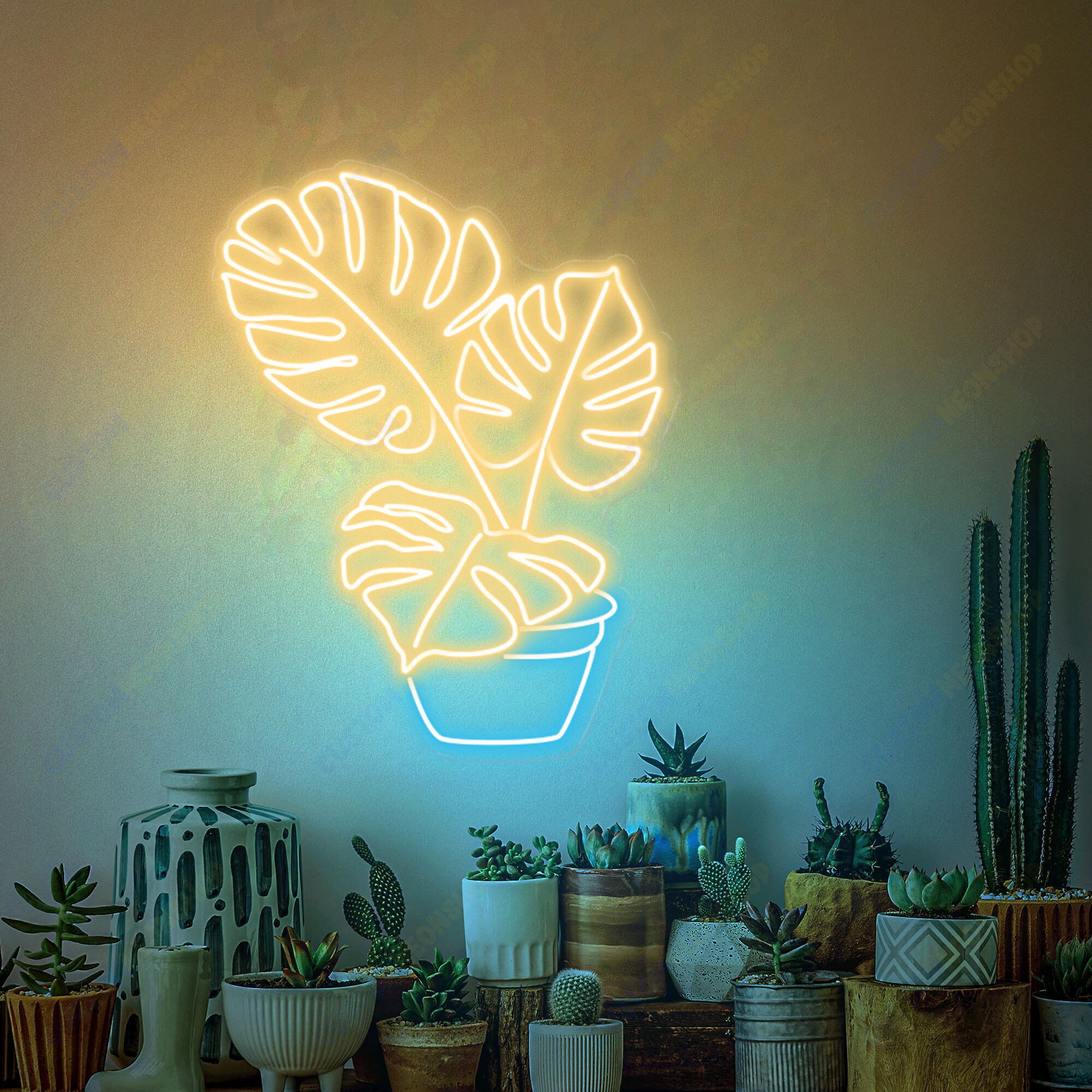 Monstera Leaf LED Neon Sign Plant Neon Sign Green Leaf Neon Sign Neon ...