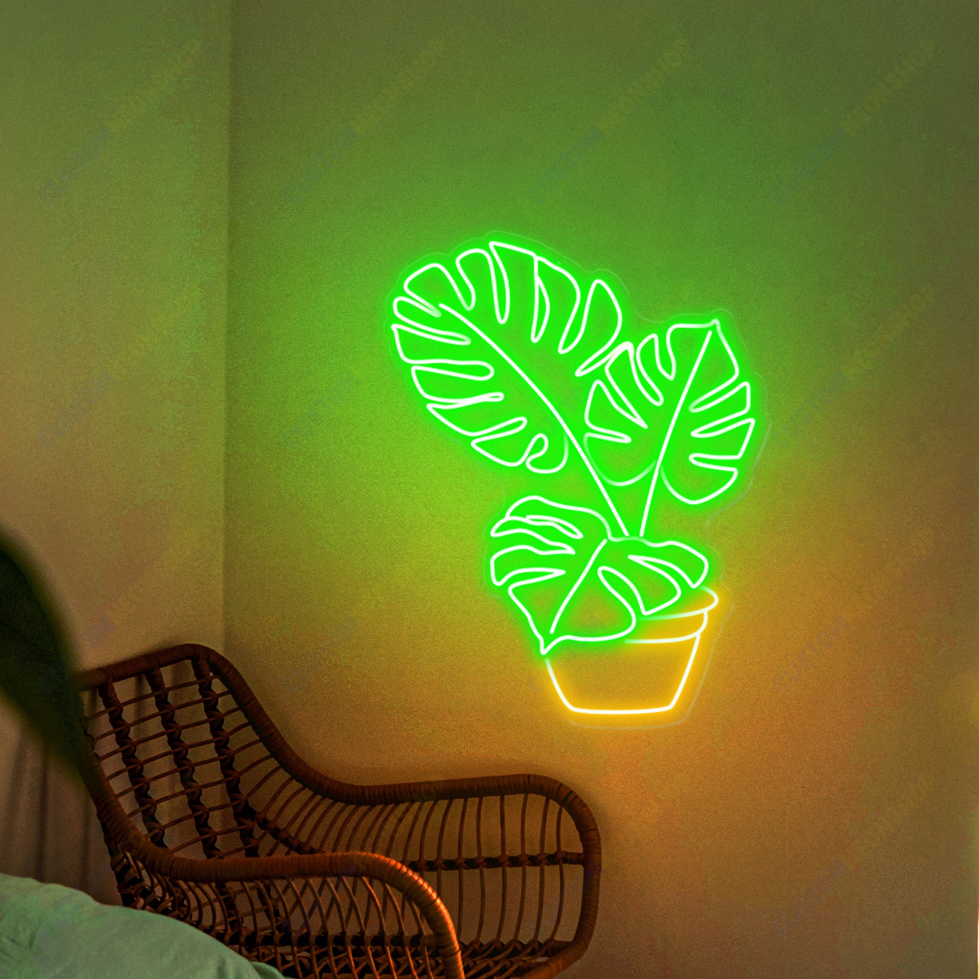 Monstera Leaf LED Neon Sign Plant Neon Sign Green Leaf Neon Sign Neon ...