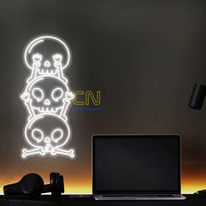 Skull Neon Sign, Skull LED Neon Sign, Custom Neon Sign, Halloween Decor ...