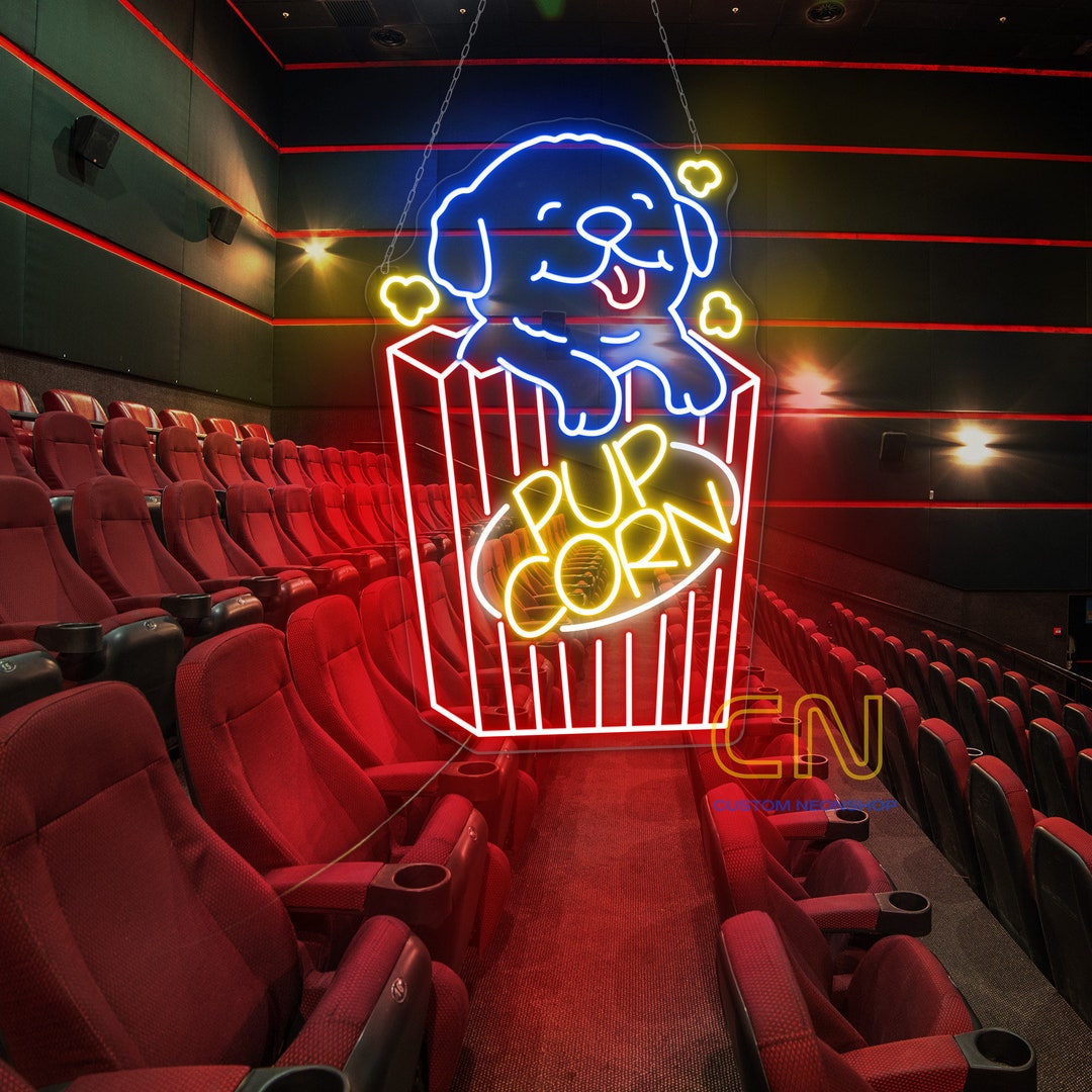 Pup Corn Neon Sign, Popcorn Neon Sign, Puppy Neon Sign, Custom Neon ...