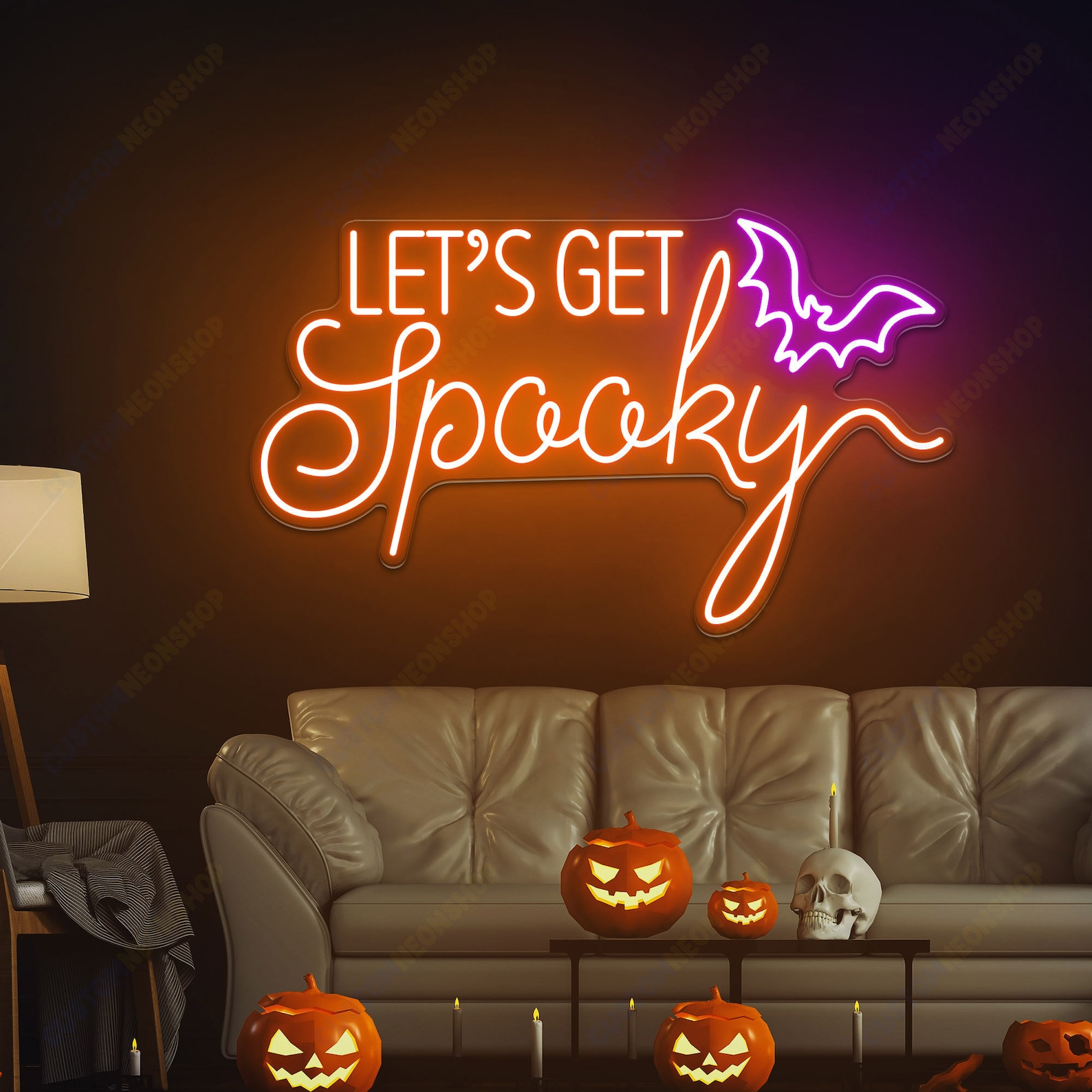 Let's Get Spooky Neon Sign, Halloween Neon Sign, Custom Neon Sign ...