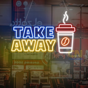 Take Away Neon Sign Coffee to Go Neon Light Custom Coffee Shop Logo LED ...