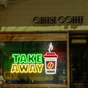 Take Away Neon Sign Coffee to Go Neon Light Custom Coffee Shop Logo LED ...