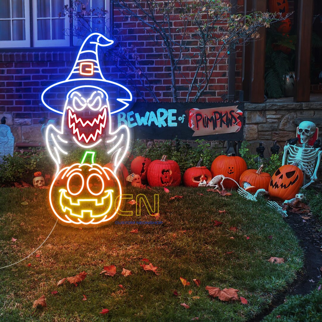 Boo Pumpkin Neon Sign, Boo Neon Sign, Pumpkin LED Neon Sign, Halloween ...