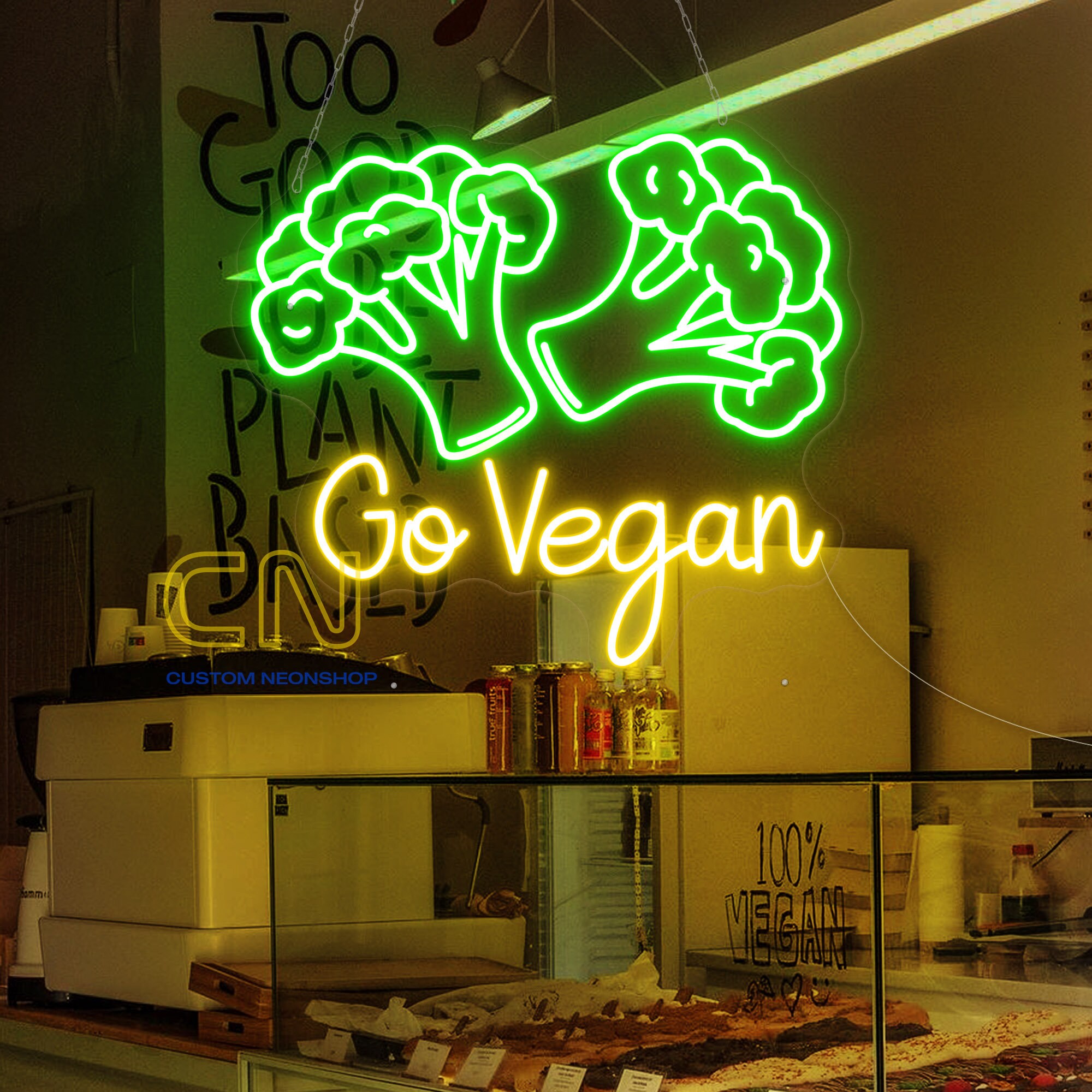 Go Vegan Neon Sign, Broccoli Neon Sign, Vegan Led Sign, Vegetable Neon ...