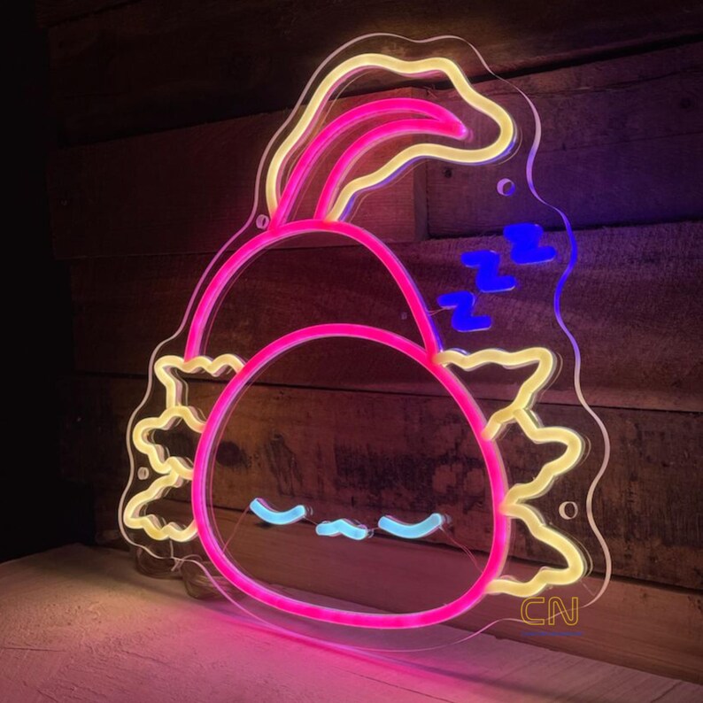 Axolotl Neon Sign, Axolotl Sleeping, Hologram Light, Kawaii Decor ...