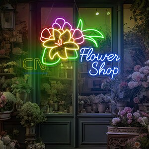 Flower Shop Neon Sign Custom Flower Garden Logo Name Sign Flower ...