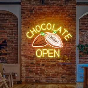 Chocolate Open Neon Sign, Chocolate Neon Sign, Chocolate Decor Sign ...